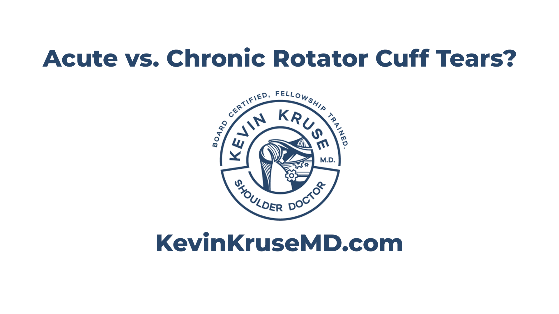 Video: Acute VS Chronic Rotator Cuff Tears. - Kevin Kruse MD.